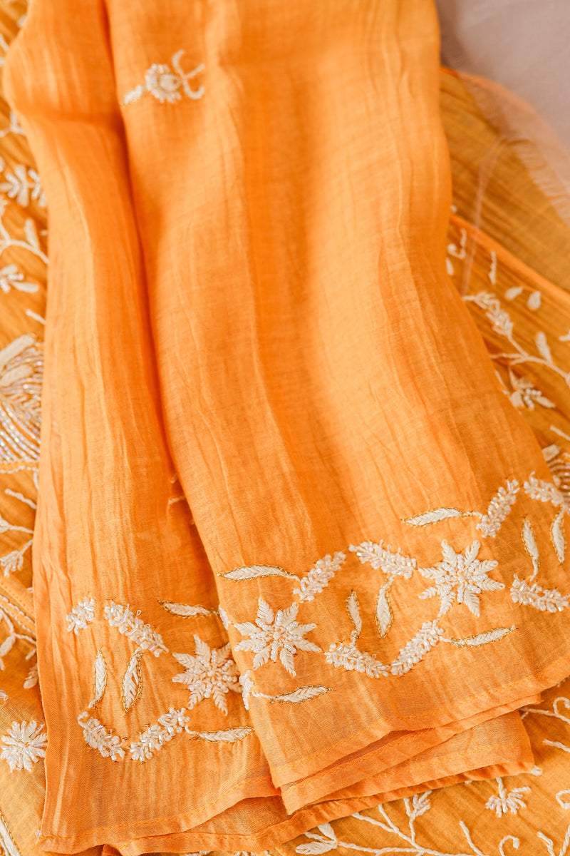 Rishwa Mul Chanderi Chikankari Kurta And Dupatta Set – Noorkari